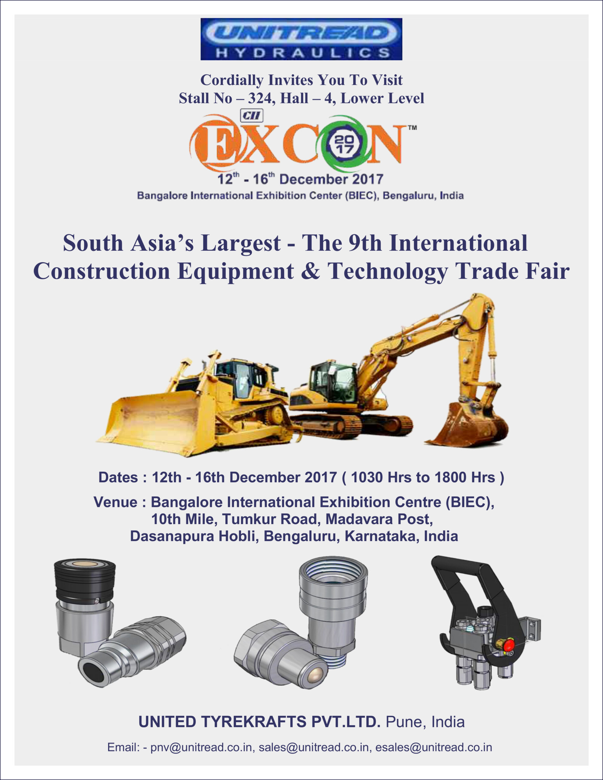 Excon 2017 – Unitread Hydraulic Quick Release Couplings, Quick ...